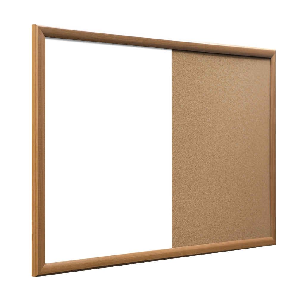 Whiteboard / Cork Board Combo Warm Oak Frame | Designer Allboards